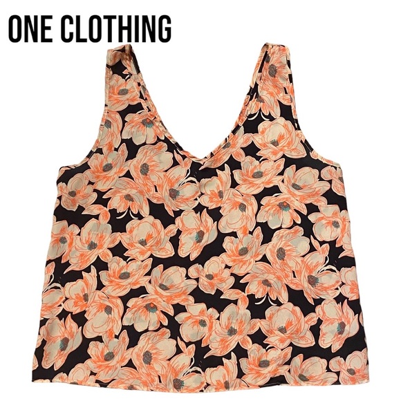 one clothing | Tops | One Clothing Navy And Orange Floral Tank Top ...
